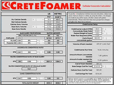 Cellular Concrete Mix Design Calculator - Richway Industries
